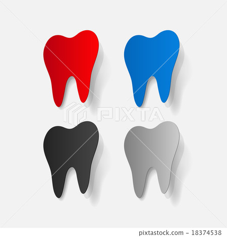 realistic paper sticker: tooth - Stock Illustration [18374538] - PIXTA