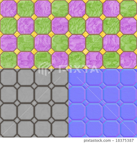 Floor tiles seamless generated texture with maps - Stock Illustration ...