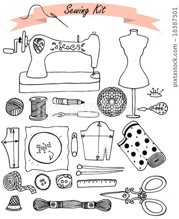 Sewing hand drawn vector kit - Stock Illustration [18387301] - PIXTA