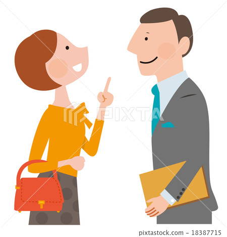 A woman explaining to a man with a smart suit _... - Stock Illustration ...