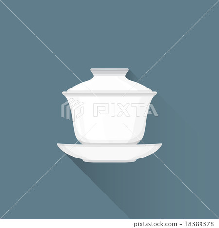 vector flat Chinese tea gaiwan illustration icon. - Stock Illustration ...