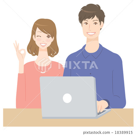 Personal computer male / female - Stock Illustration [18389915] - PIXTA