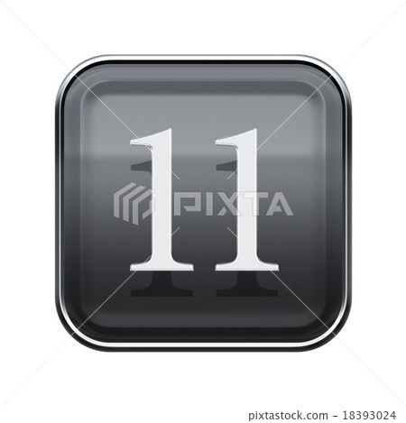 Eleven icon grey glossy, isolated on white - Stock Illustration ...