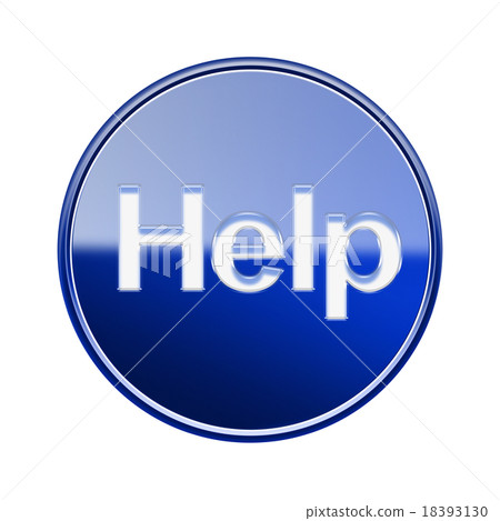Help icon glossy blue glass, isolated on white - Stock Illustration ...