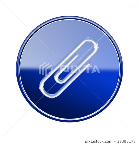 Paper clip icon glossy blue, isolated on white - Stock Illustration ...