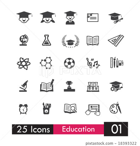 Set of 25 icons education and learning grey icon - Stock Illustration ...