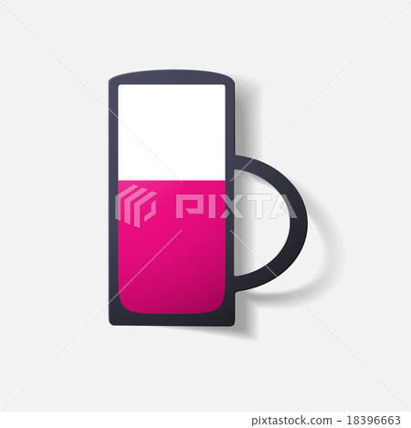 Paper clipped sticker: glass with liquid - Stock Illustration [18396663 ...