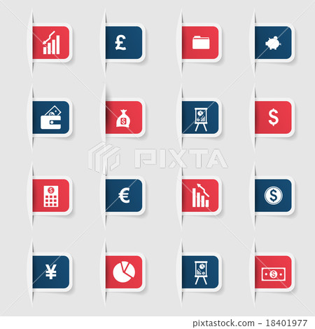 Set, a collection of unique paper stickers icons - Stock Illustration ...