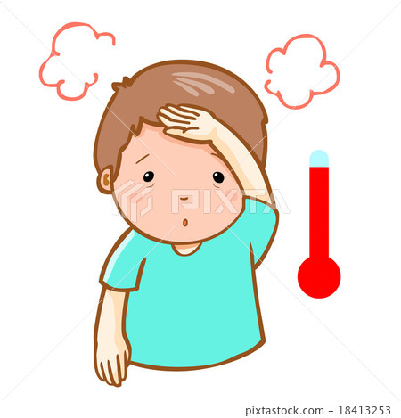 man got fever high temperature cartoon vector - Stock Illustration ...