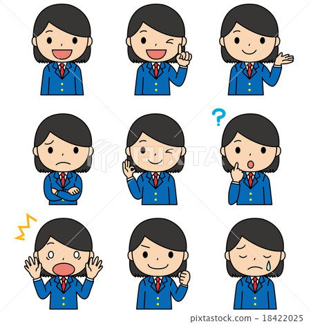 Female Student Facial Expression Part 1 - Stock Illustration [18422025 ...