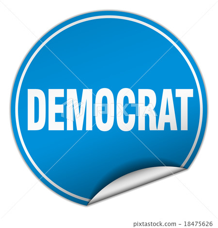 democrat round blue sticker isolated on white - Stock Illustration ...