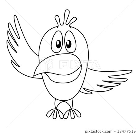 Bird with pointing wing, contour - Stock Illustration [18477519] - PIXTA
