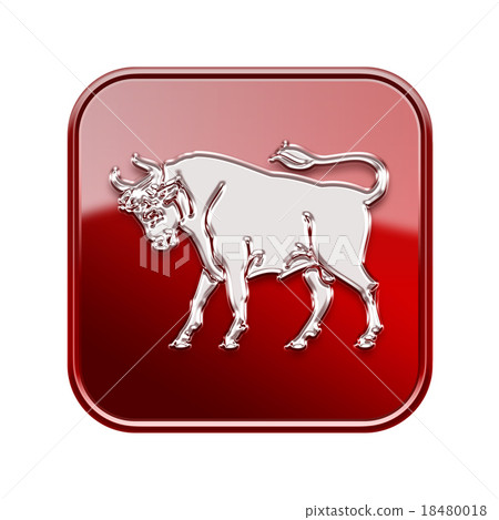 Taurus zodiac icon red, isolated on white -插圖素材 [18480018] - PIXTA圖庫