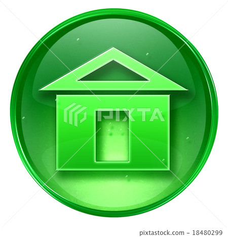 home icon green, isolated on white background. - Stock Illustration ...