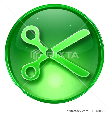 scissors icon green, isolated on white background. - Stock Illustration ...
