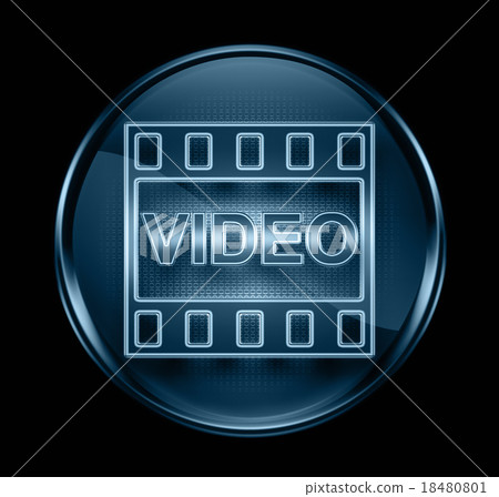 Film icon dark blue, isolated on black background. - Stock Illustration ...
