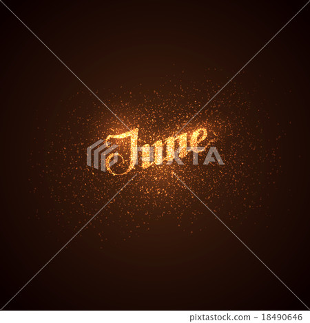June label with glowing golden sparkles. - Stock Illustration [18490646 ...
