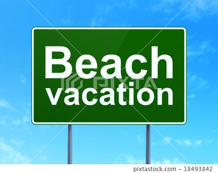 Tourism concept: Beach Vacation on road sign - Stock Illustration ...