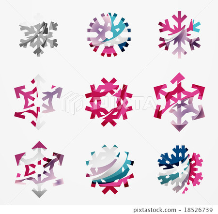 Set of abstract colorful snowflake logo icons - Stock Illustration ...