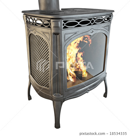 Fireplace side view isolated fire 3d graphics - Stock Illustration ...