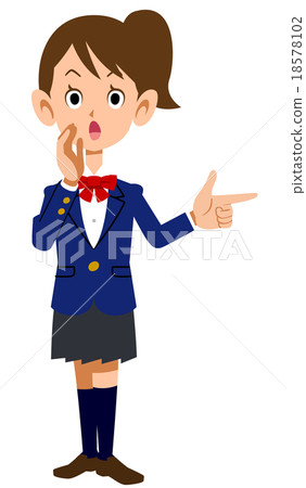 Female students pointing and pointing - Stock Illustration [18578102 ...
