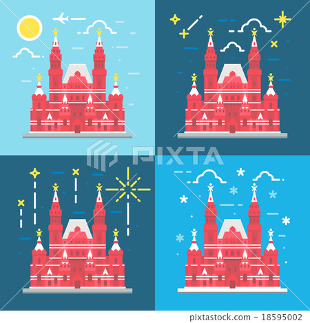 Red square building flat design - Stock Illustration [18595002] - PIXTA