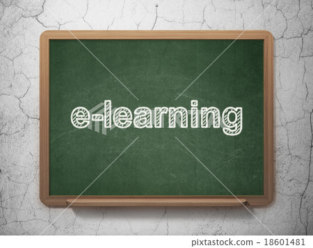 Learning concept: E-learning on chalkboard - Stock Illustration ...