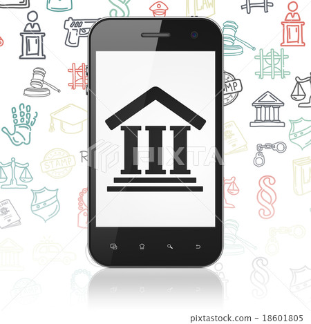 Law concept: Smartphone with Courthouse on display - Stock Illustration ...