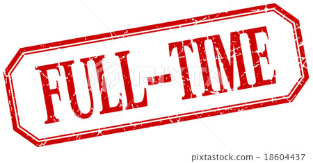 full-time square red grunge vintage isolated label - Stock Illustration ...