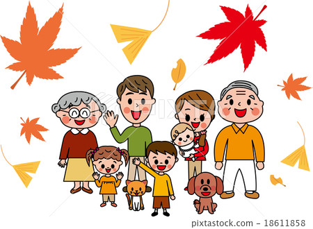 Family smile Fall Momiji - Stock Illustration [18611858] - PIXTA