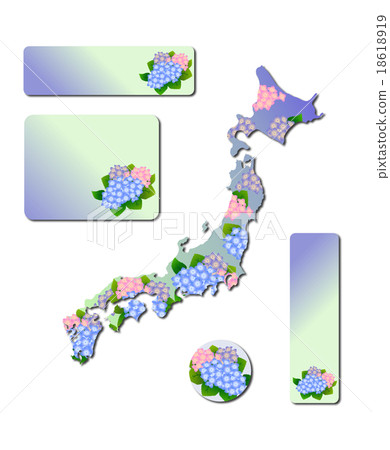Hydrangea pattern Japanese Islands and Frames - Stock Illustration ...
