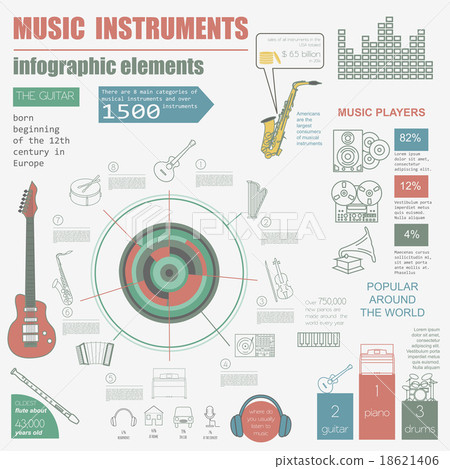 Musical instruments graphic template. Infographic - Stock Illustration ...
