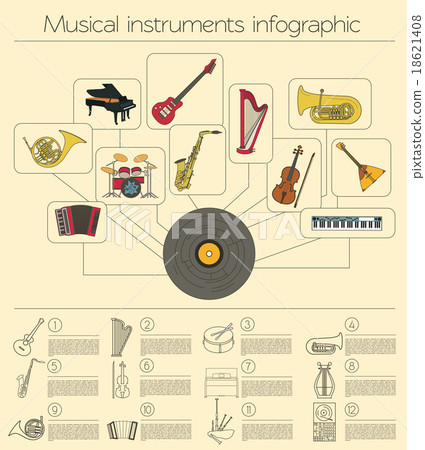 Musical instruments graphic template. Infographic - Stock Illustration ...