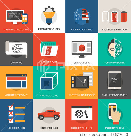 Prototyping And Modeling Icons Set - Stock Illustration [18627630] - PIXTA