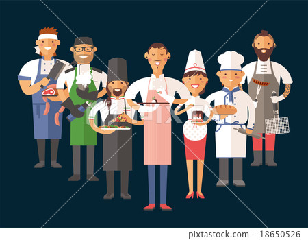 Vector cooking chefs people vector illustration - Stock Illustration ...