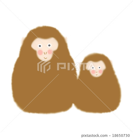 Japanese ape parent and child - Stock Illustration [18650730] - PIXTA