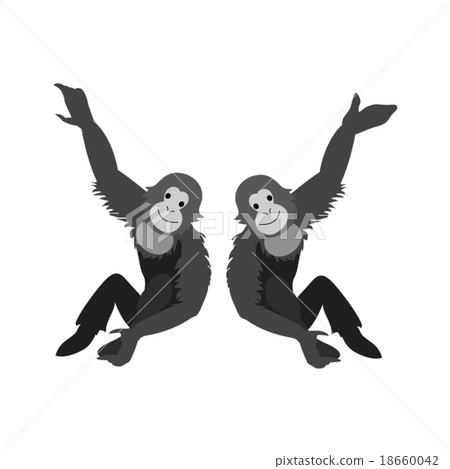 Red gibbon (black) - Stock Illustration [18660042] - PIXTA