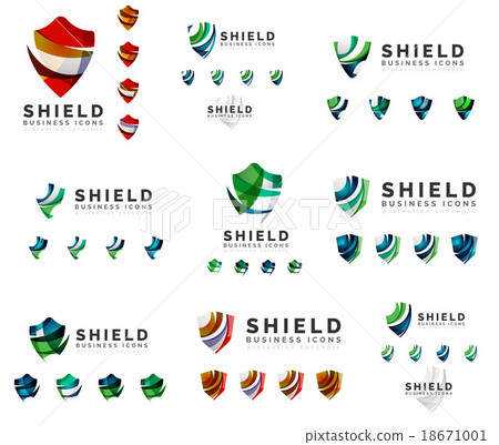 Set of company logotype branding designs, shield - Stock Illustration ...
