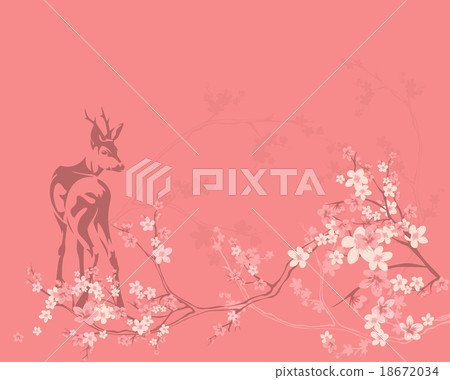 spring deer background - Stock Illustration [18672034] - PIXTA
