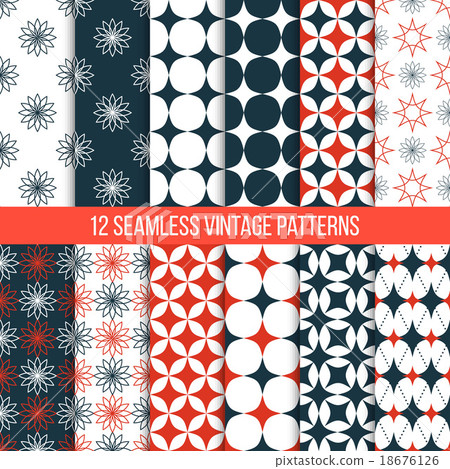 Vector seamless vintage patterns set - Stock Illustration [18676126 ...