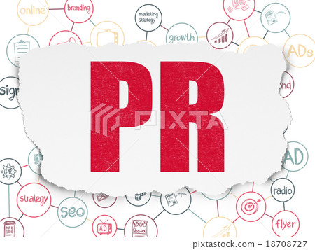 Marketing concept: PR on Torn Paper background - Stock Illustration ...
