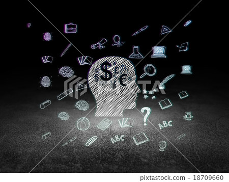 Learning concept: Head With Finance Symbol in - Stock Illustration ...