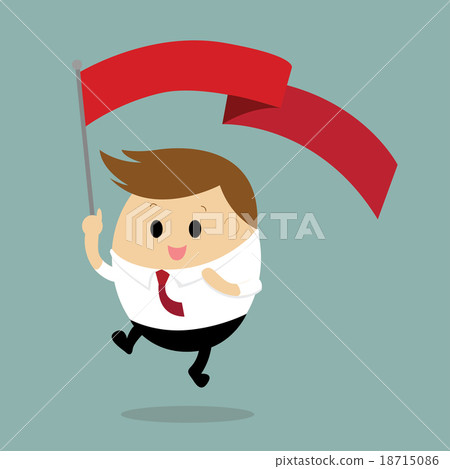 Businessman holding and waving a red flag - Stock Illustration ...