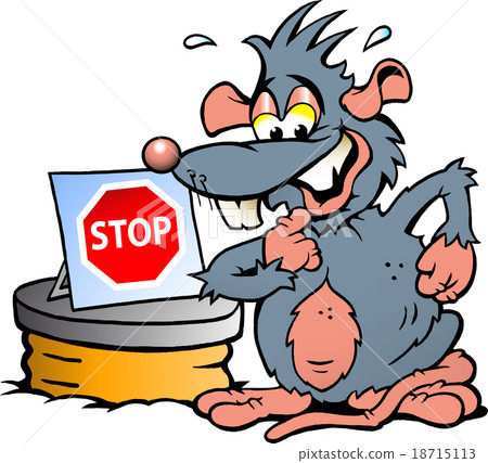 Rat standing in front of Sewer with a Stop sign - Stock Illustration ...