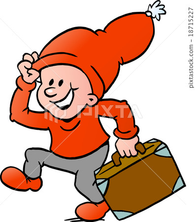 Happy Christmas Elf running with a suitcase - Stock Illustration ...