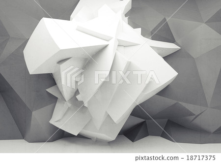 White chaotic polygonal structure on gray wall 3d - Stock Illustration ...