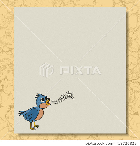 Singing bird writing paper on marble background - Stock Illustration ...