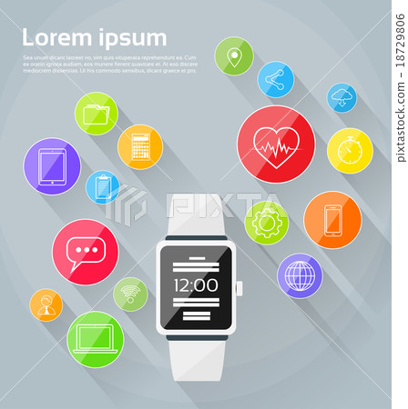 Smart Watch Technology Electronic Device Apps - Stock Illustration ...