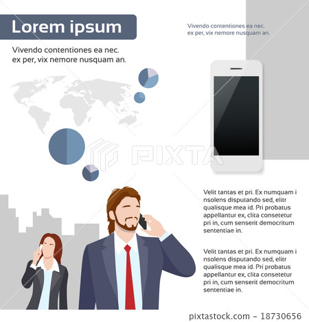 Businesspeople Chat Smart Phone Talk Infographics - Stock Illustration ...
