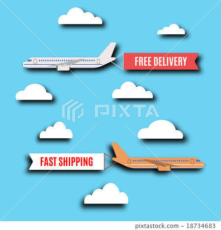 Flying advertising banners at airplane - Stock Illustration [18734683 ...